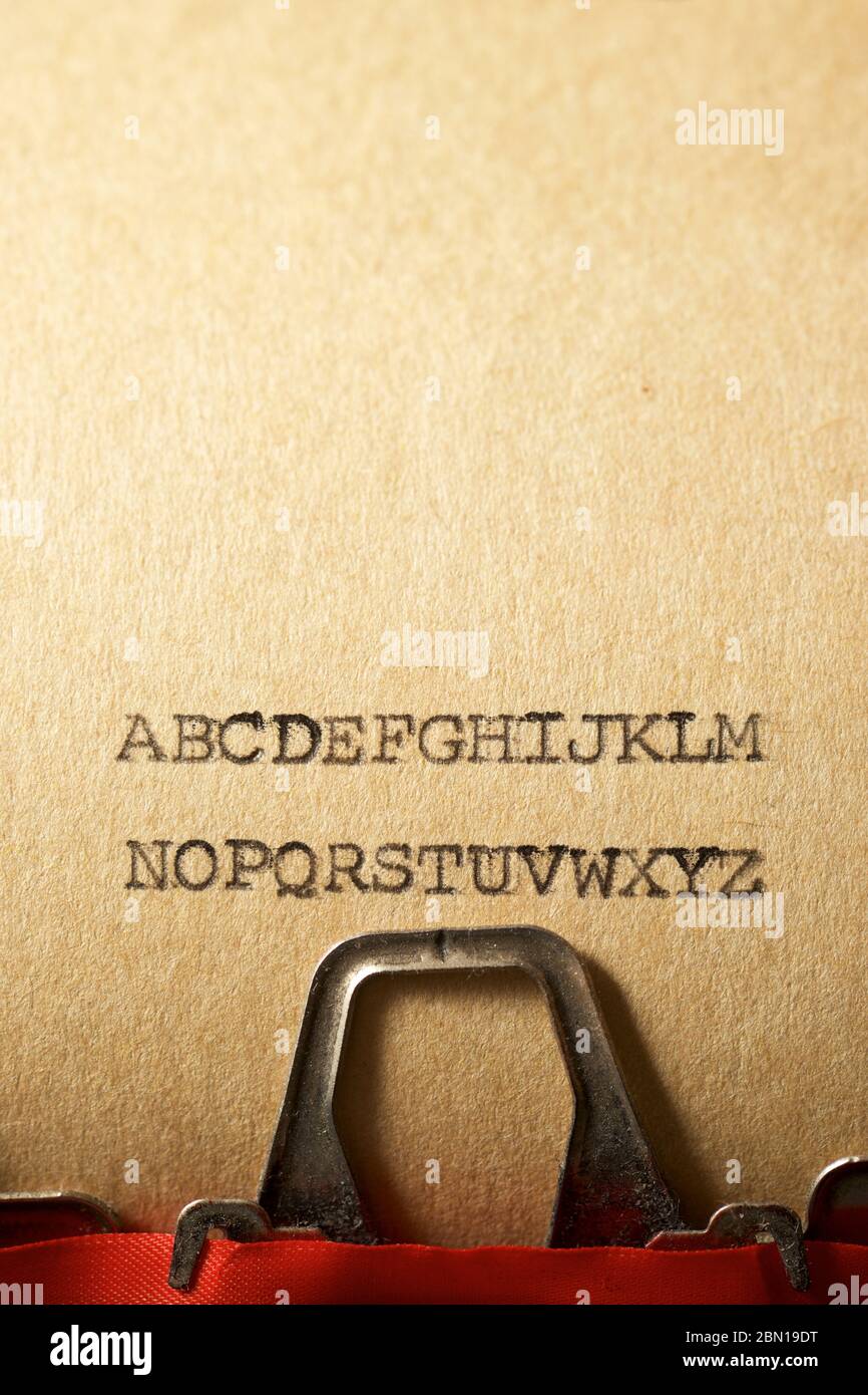 Alphabet written with a typewriter Stock Photo - Alamy