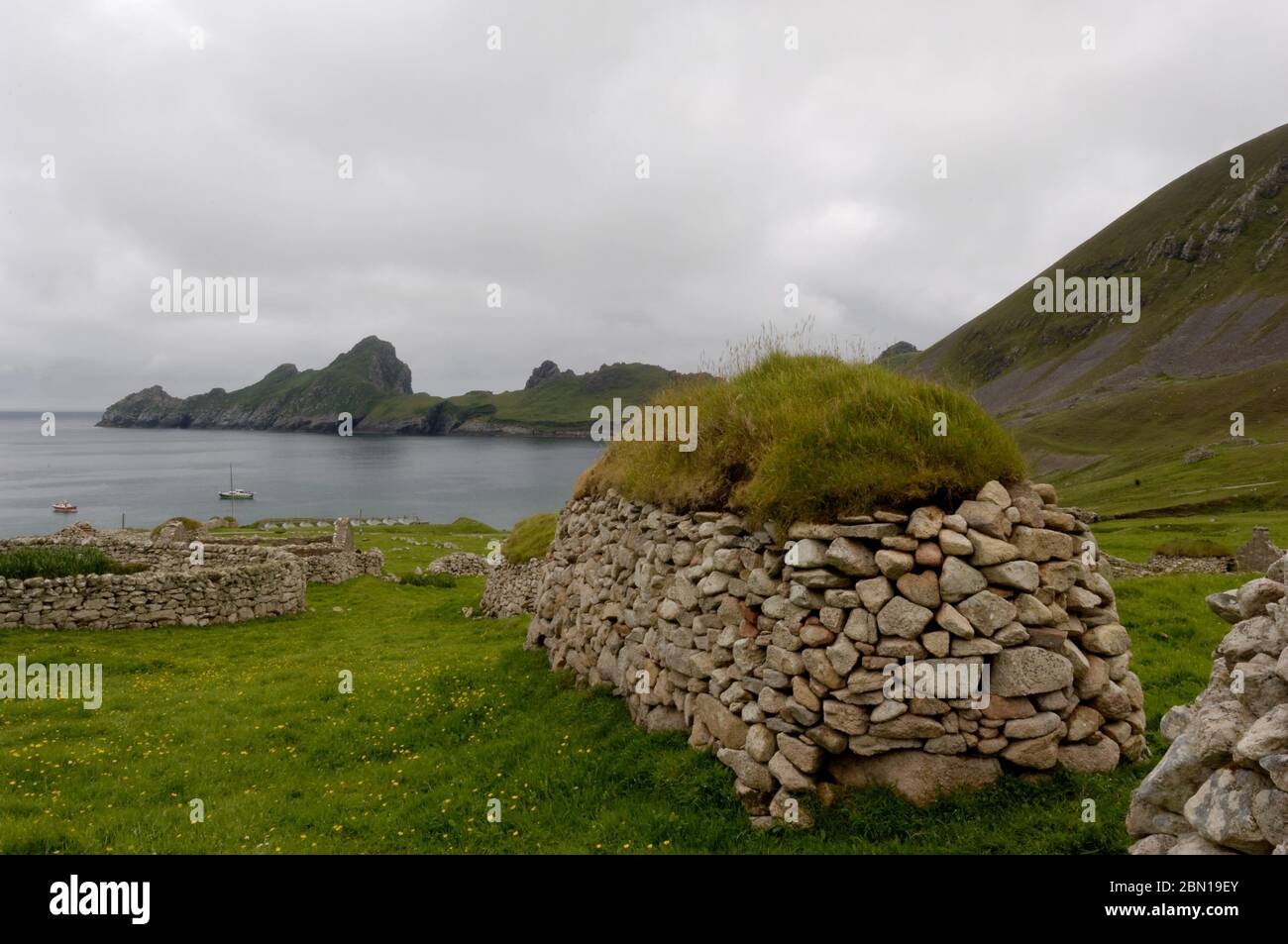 A Cleit or stone storage hut or bothy on the Island of Hirta, St. Kilda ...