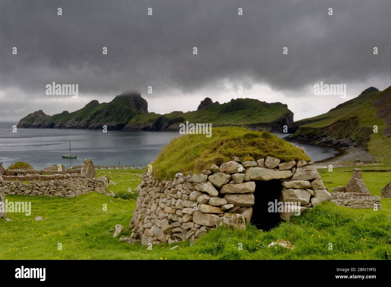 A Cleit or stone storage hut or bothy on the Island of Hirta, St. Kilda ...