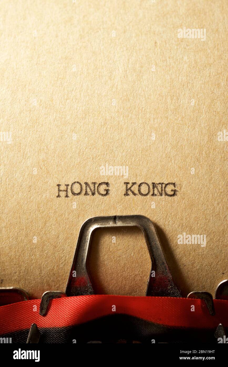 Hong Kong text written on a paper Stock Photo - Alamy