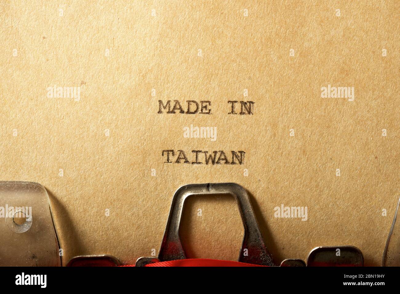 The sentence, Made in Taiwan, written with a typewriter Stock Photo - Alamy