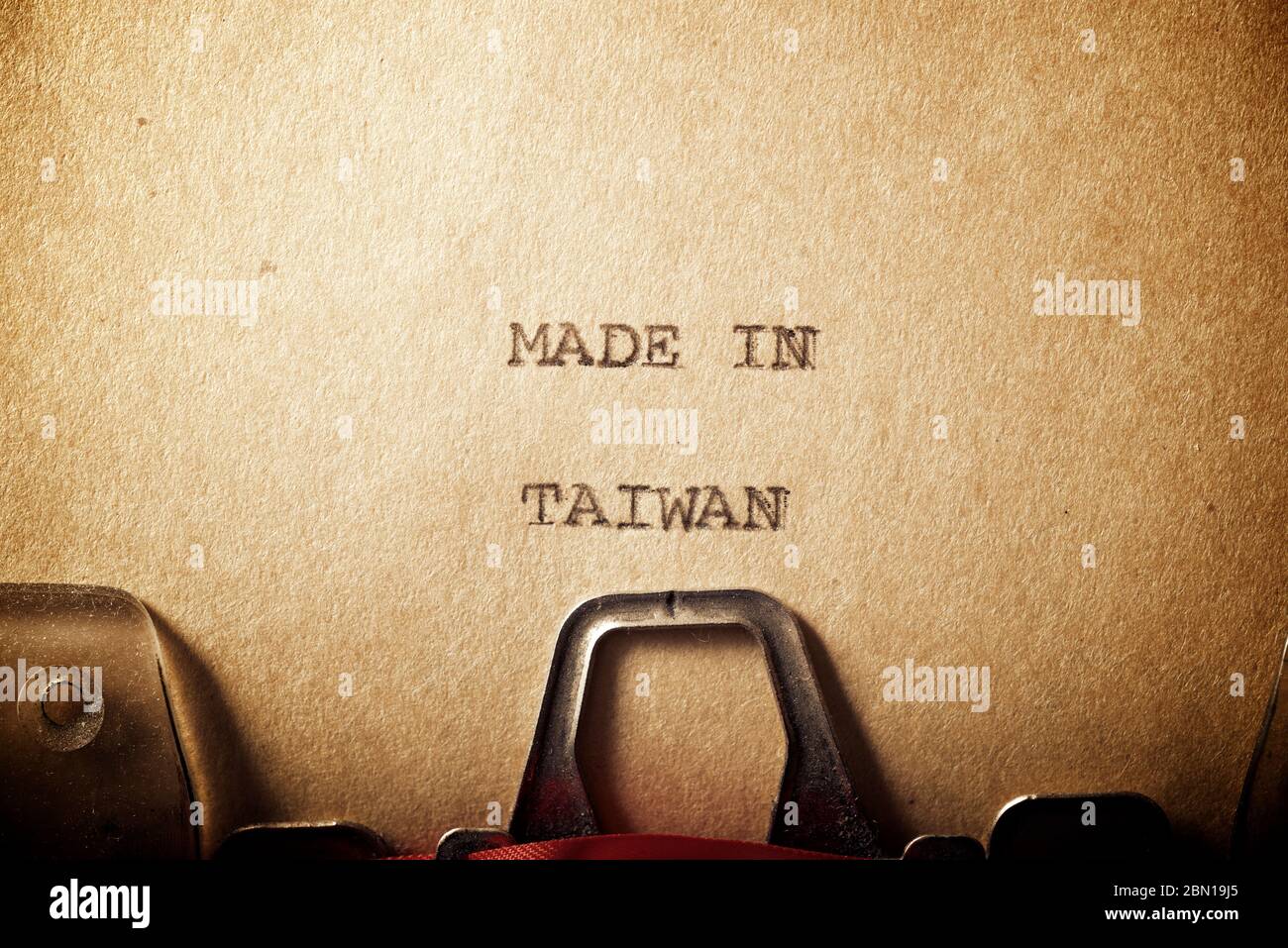 The sentence, Made in Taiwan, written with a typewriter Stock Photo - Alamy
