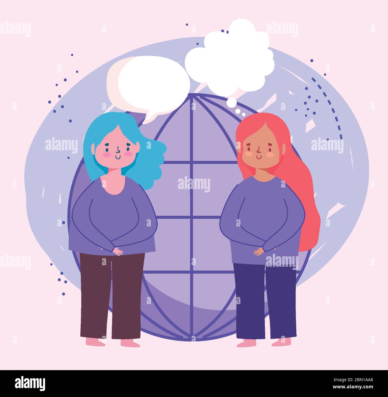 online education, students girl characters talking world vector ...