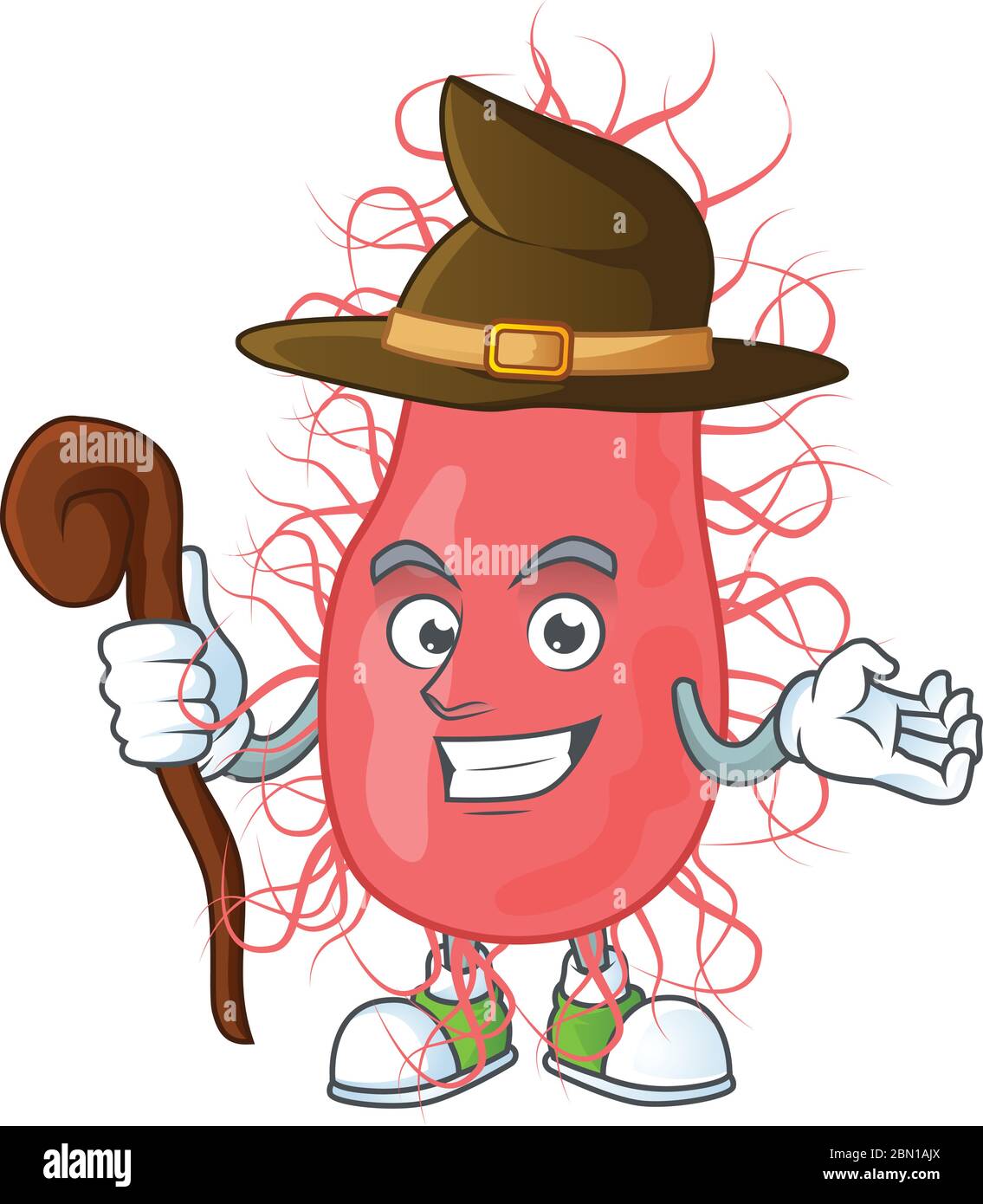 Cute and sneaky Witch escherichia cartoon design style Stock Vector ...