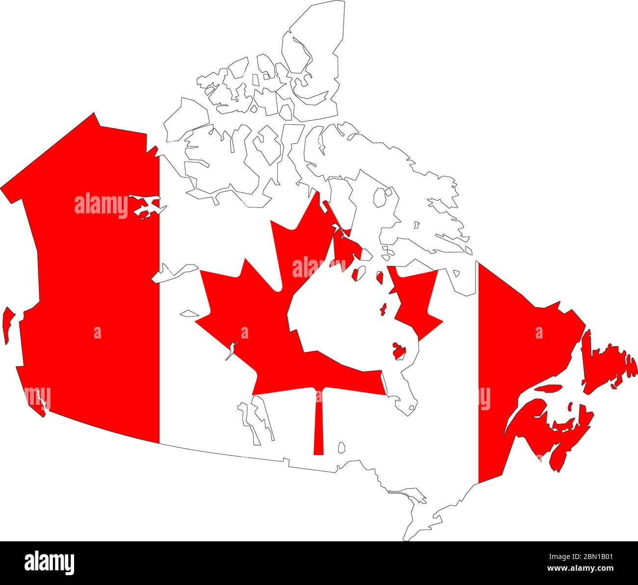 Map of Canada with official flag colors Stock Photo - Alamy