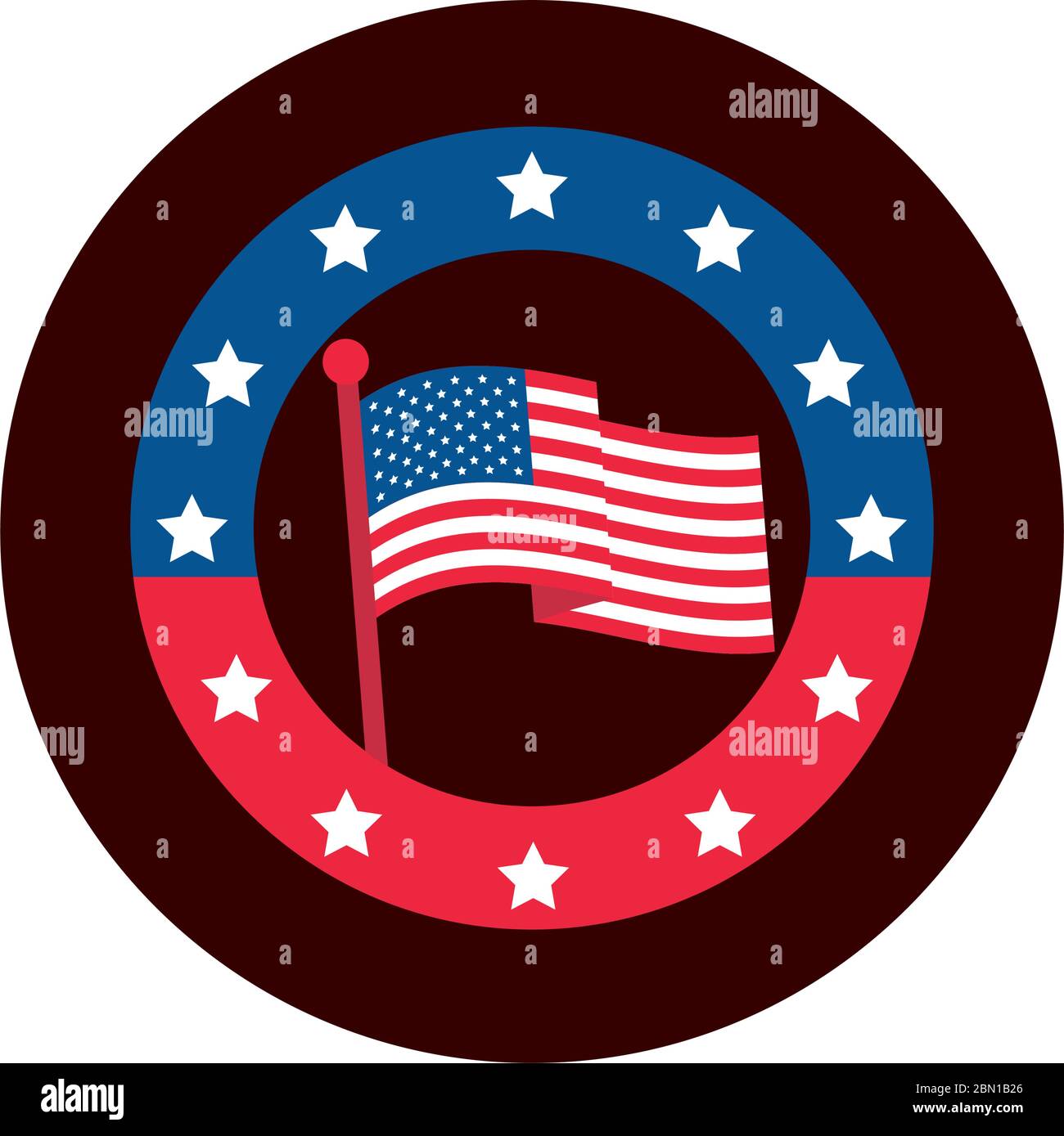 4th of july independence day, american flag in pole stars badge vector ...