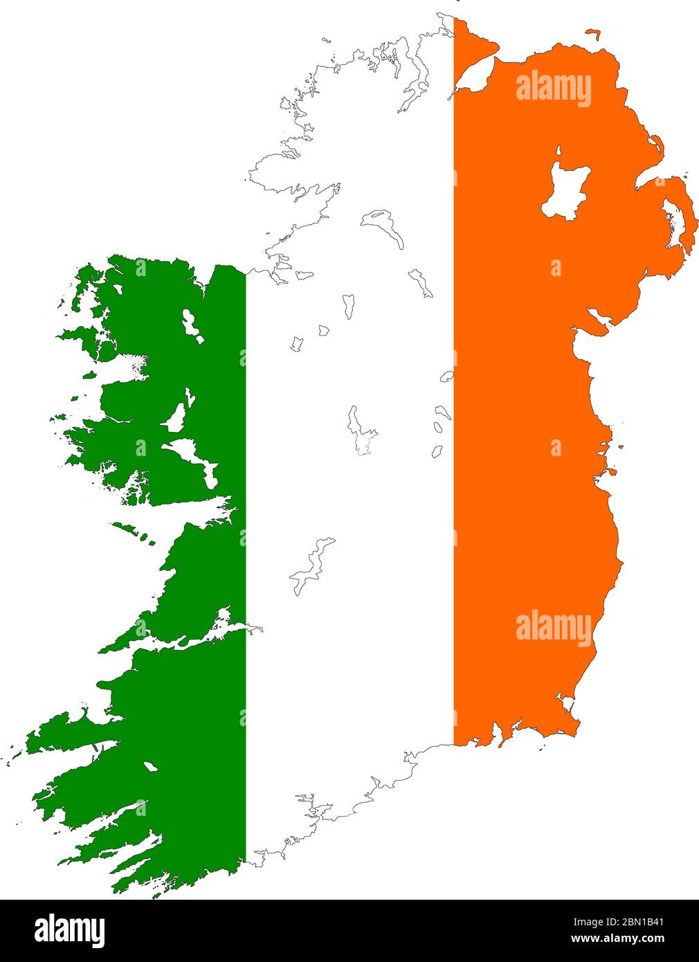 Map of Ireland with official flag colors Stock Photo - Alamy
