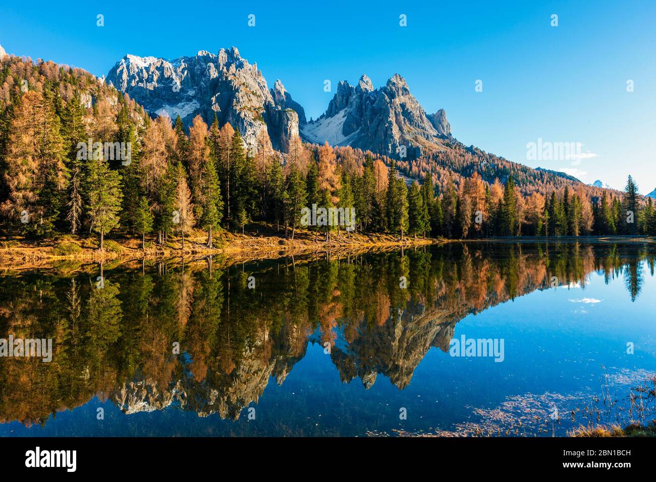 Italy Veneto - Dolomites - Antorno lake and Cadini di Misurina Stock ...