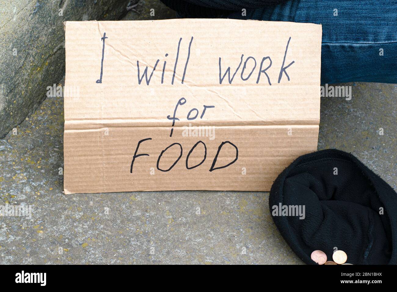 Will work for food sign hi-res stock photography and images - Alamy