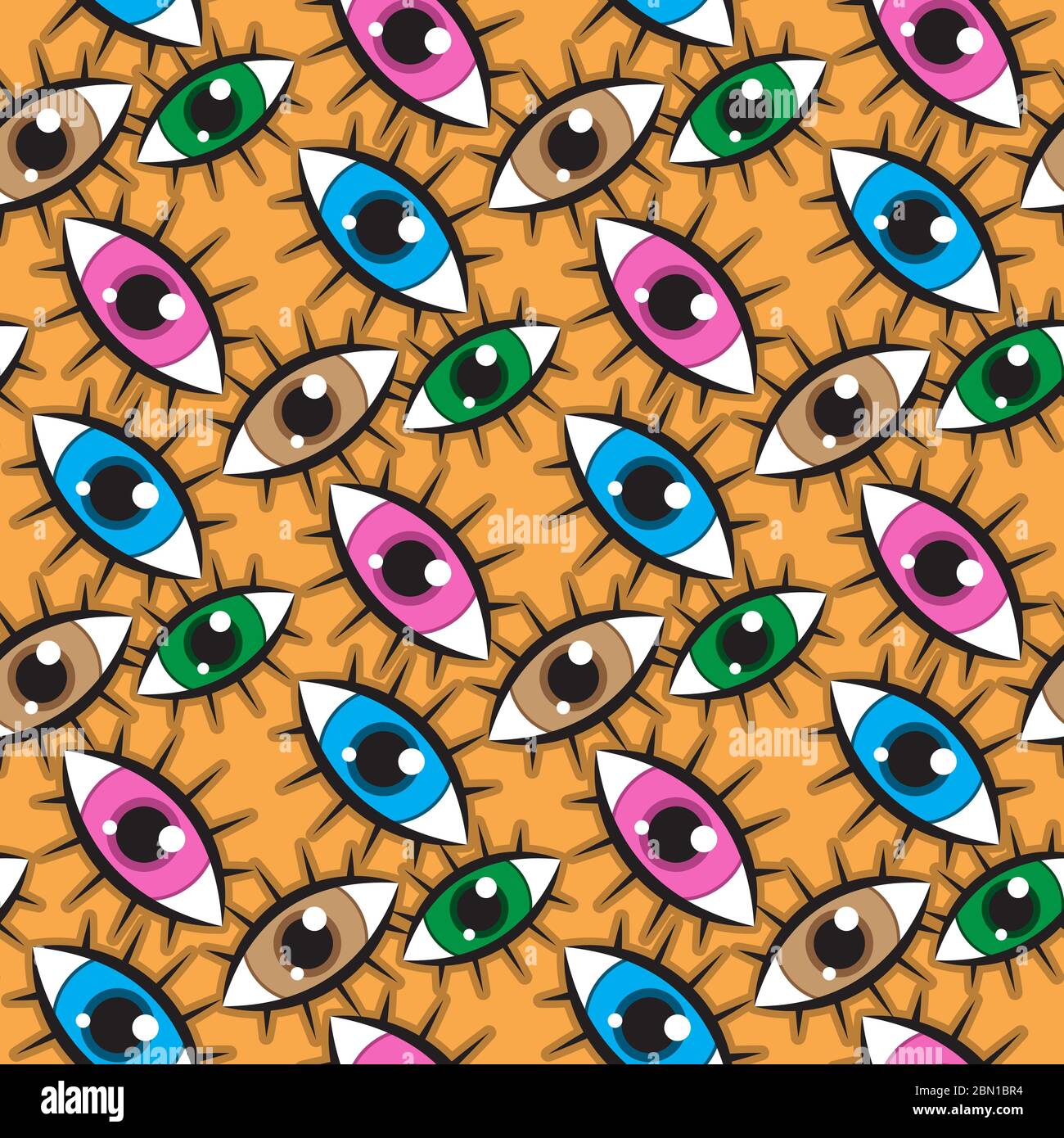 seamless eye pattern on orange background. Vector image Stock Vector ...