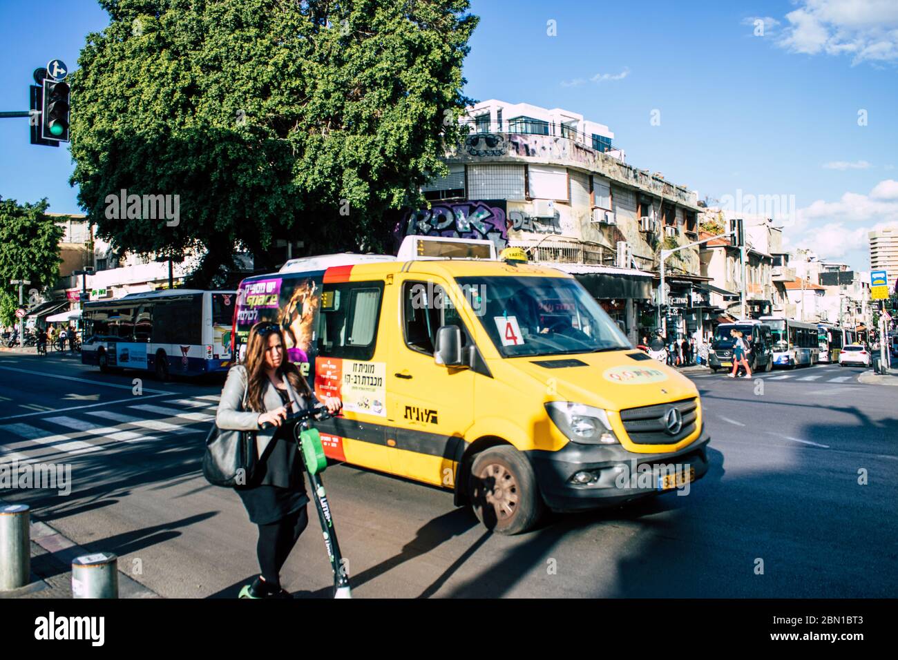 Tel Aviv Israel December 02, 2019 View of a traditional Israeli public ...