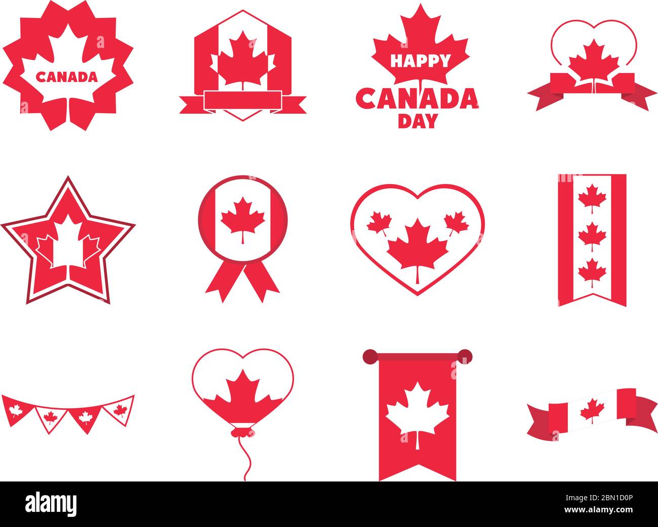 canada day, independence freedom national patriotism celebration icons ...