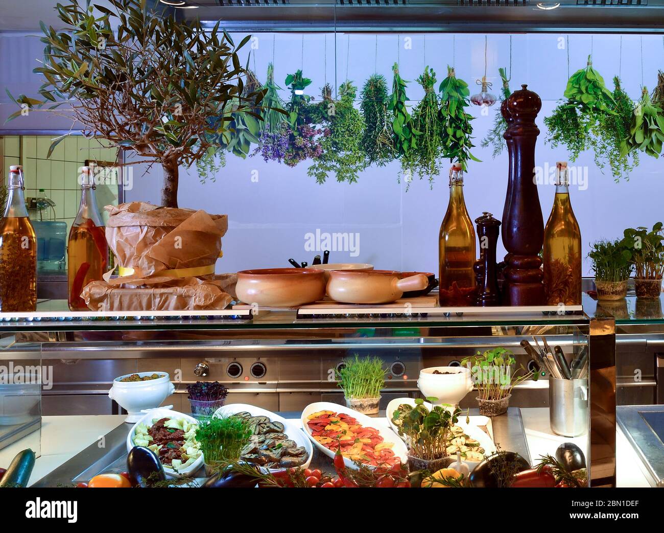 Italian traditional rustic and modern style fresh food and vegetables ...