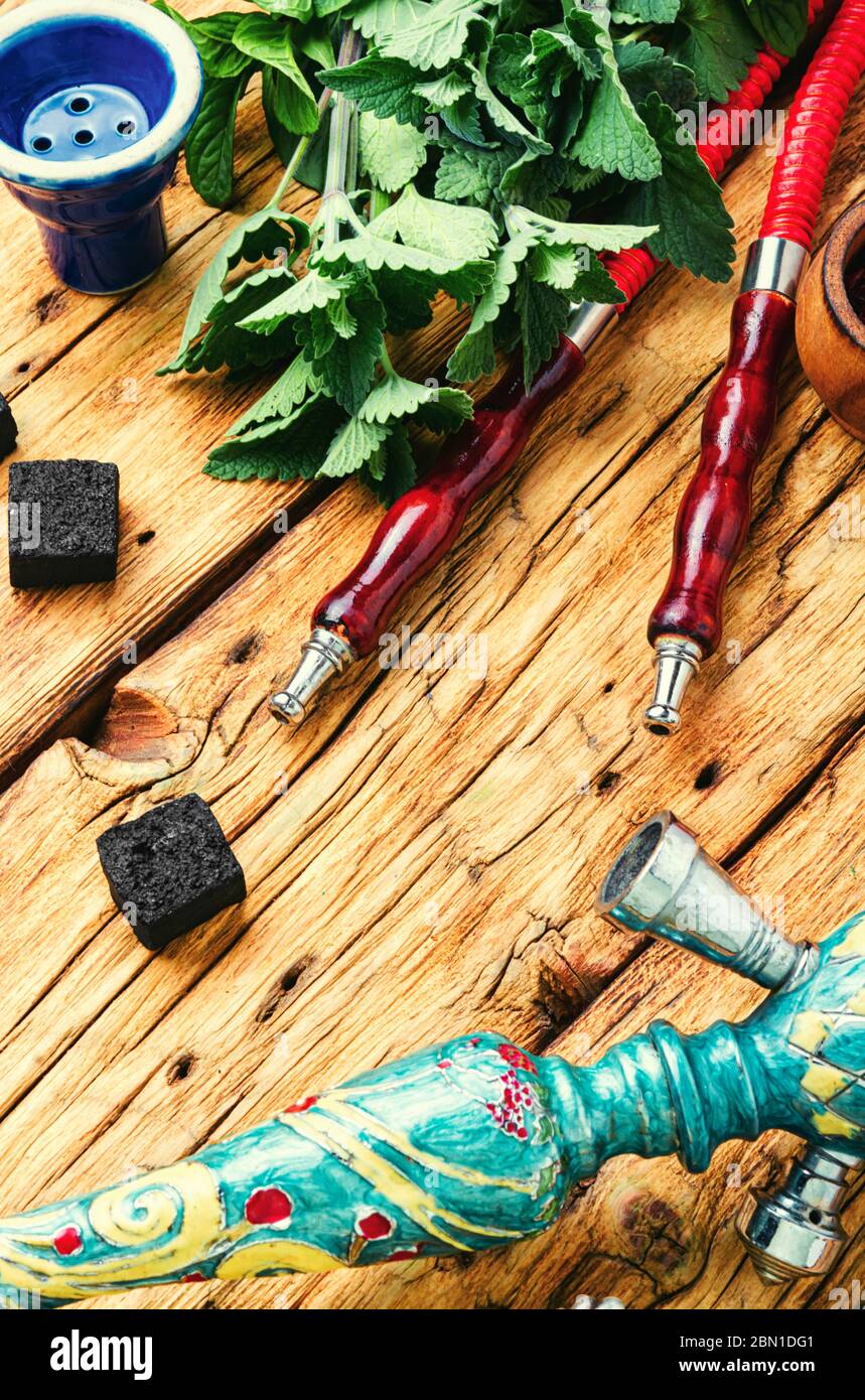 Oriental smoking shisha with tobacco with mint flavor.Turkish tobacco ...