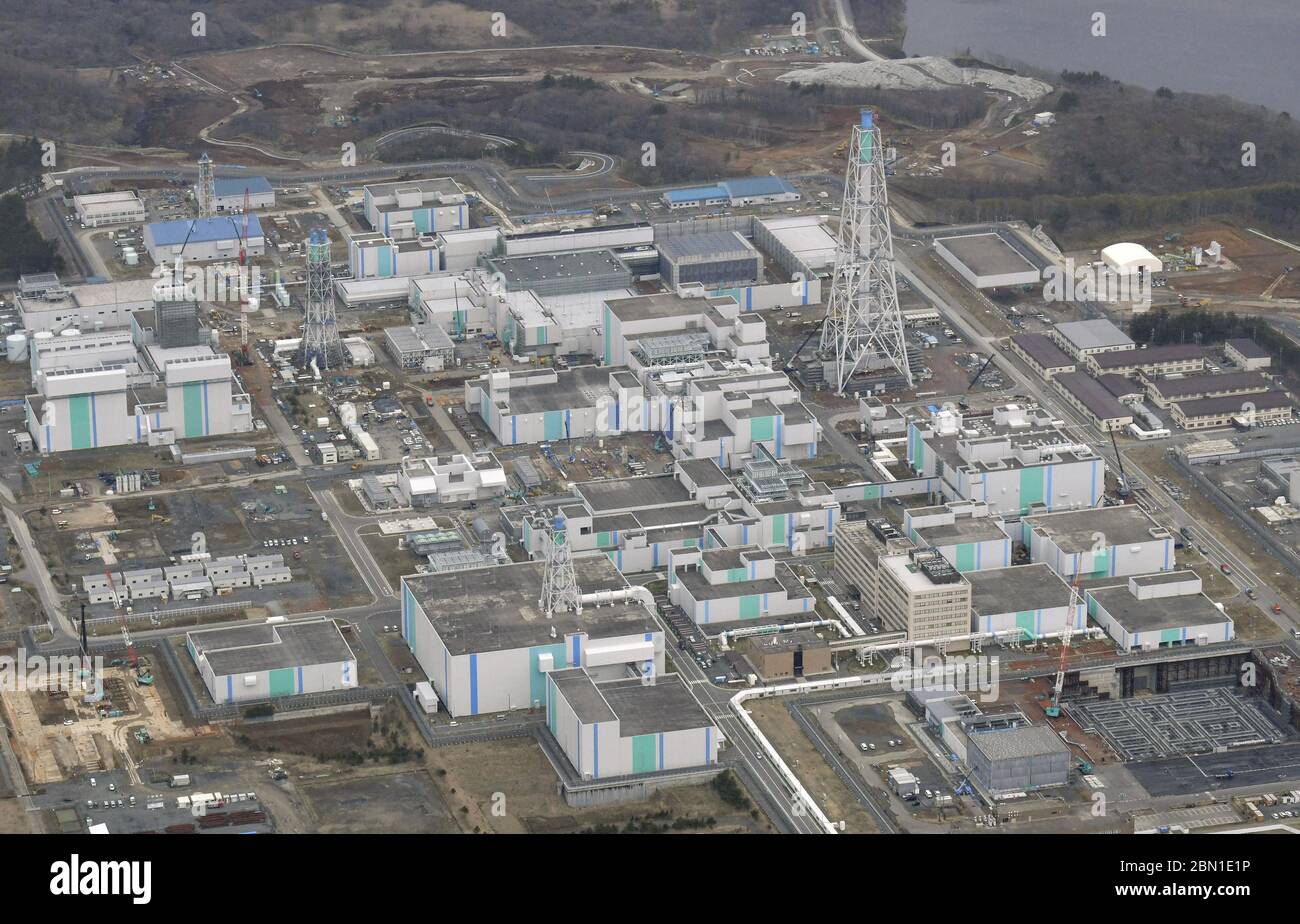 File photo taken from a Kyodo News helicopter on April 24, 2020, shows ...