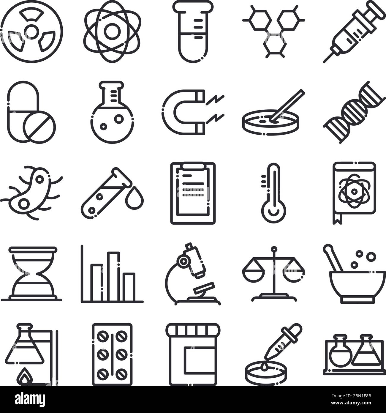 science and research laboratory study icons collection vector ...