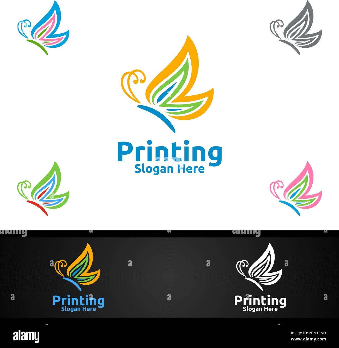 Butterfly Printing Company Vector Logo Design for Media, Retail ...