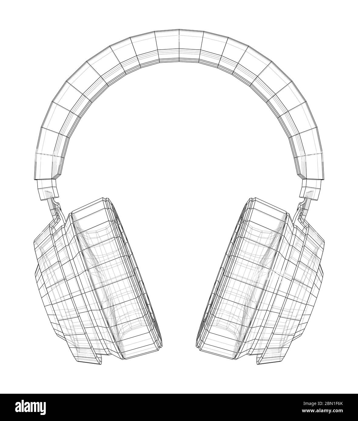 Headphones concept outline. Vector rendering of 3d. Wire-frame style ...