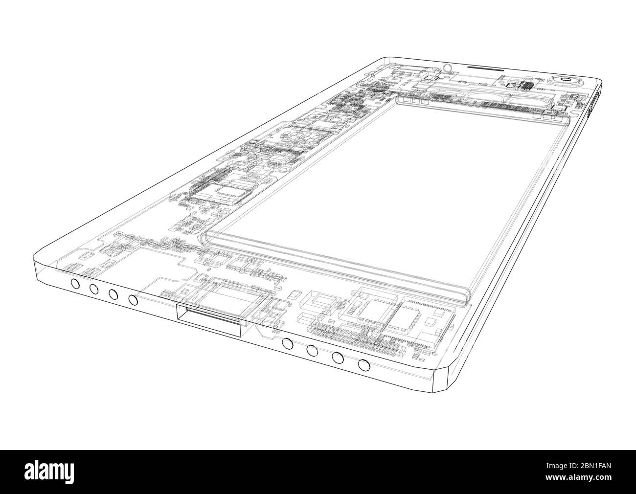 Smartphone concept outline. Vector rendering of 3d. Wire-frame style ...