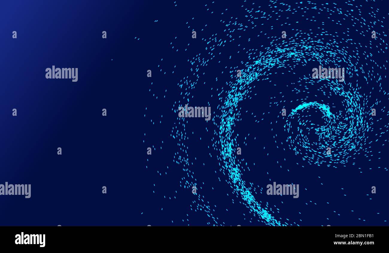 Glowing particles flow spiral, internet technology big data background ...