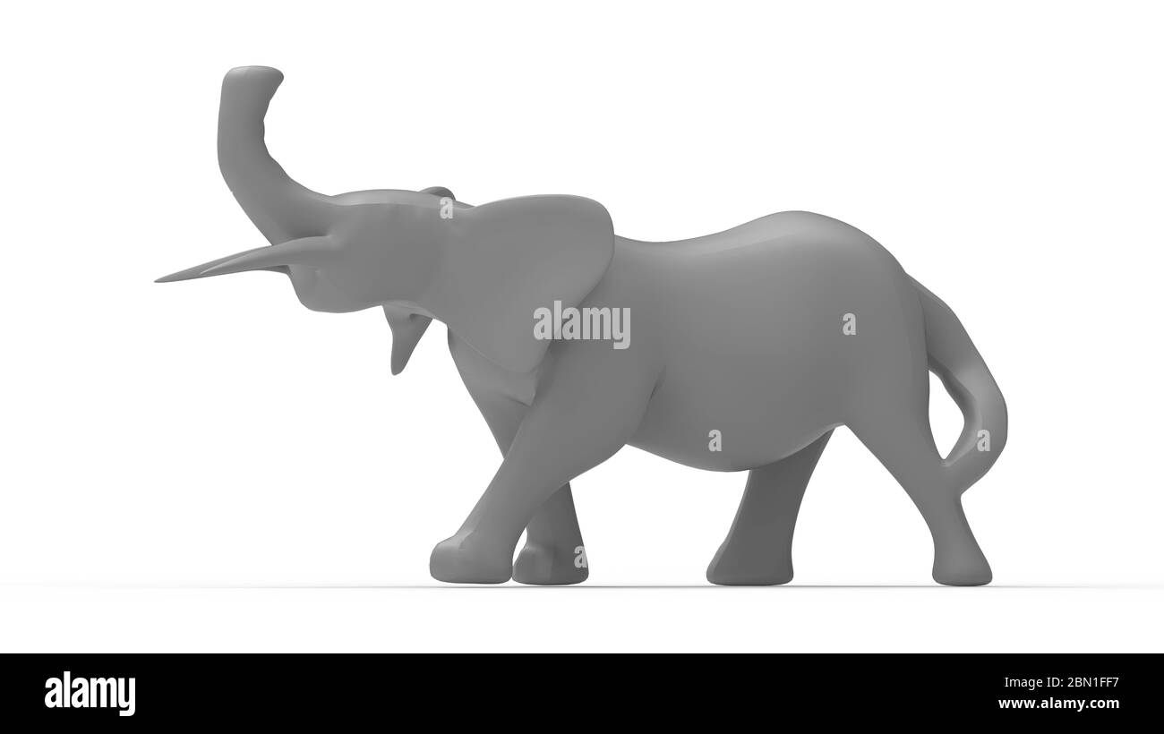 3D rendering of an elephant tusk grey abstract model shape isolated ...