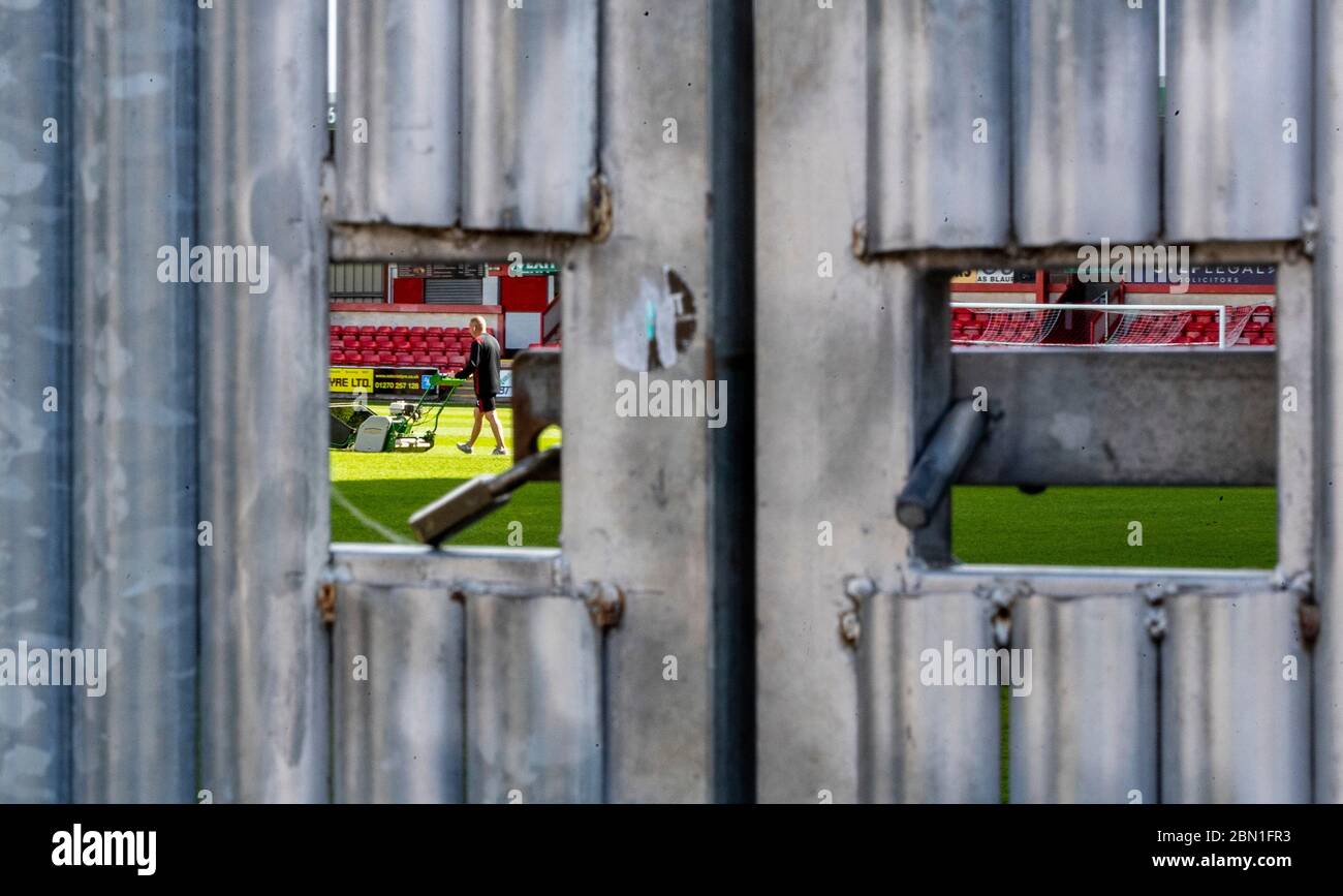 Groundsman Peter Cope cutting the grass at The Alexandra Stadium in ...