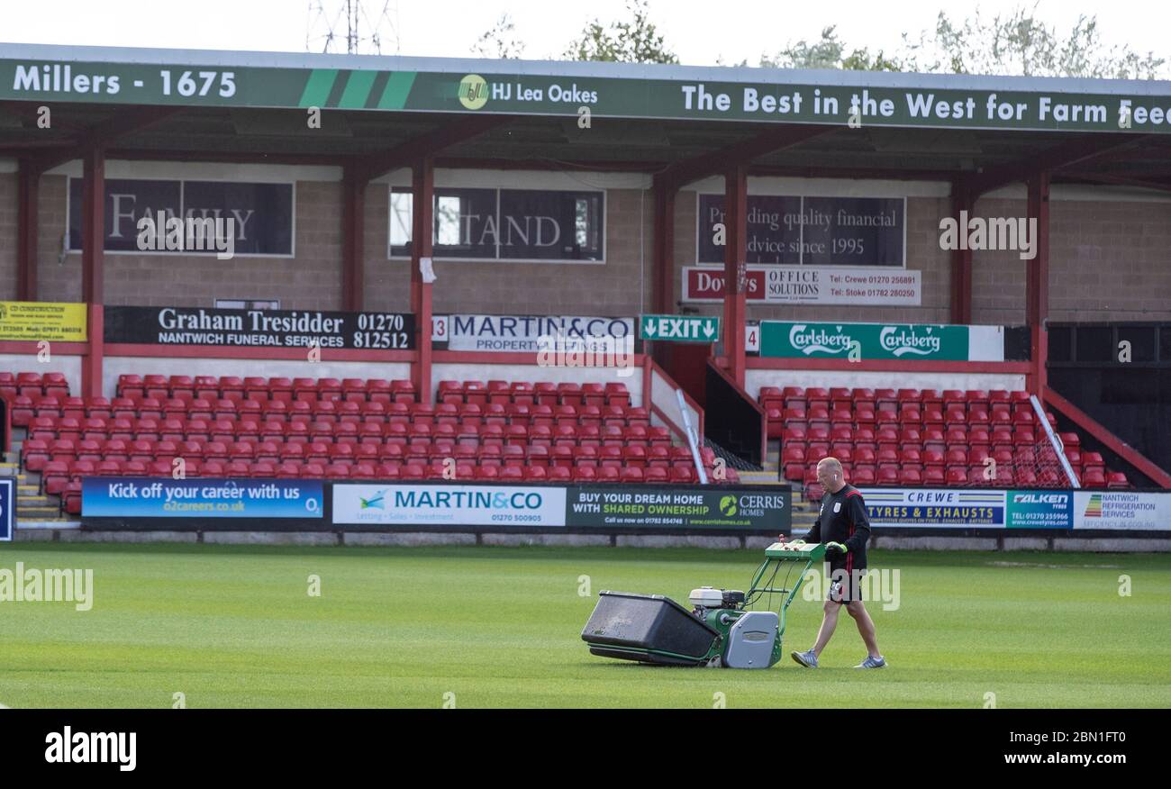 Groundsman Peter Cope cutting the grass at The Alexandra Stadium in ...