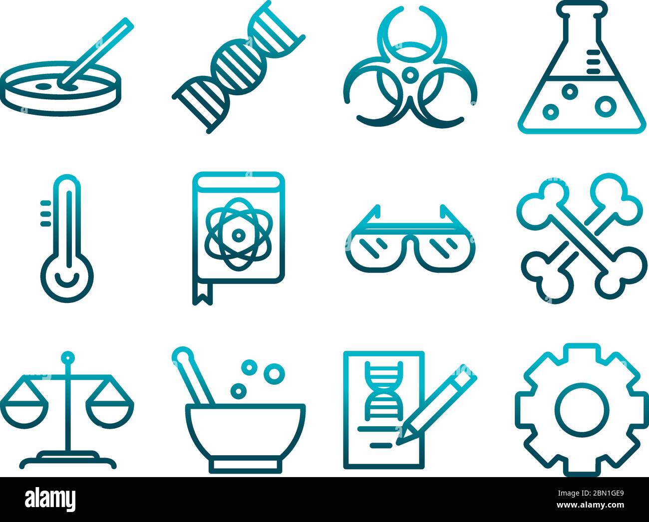 science and research laboratory study icons collection vector ...
