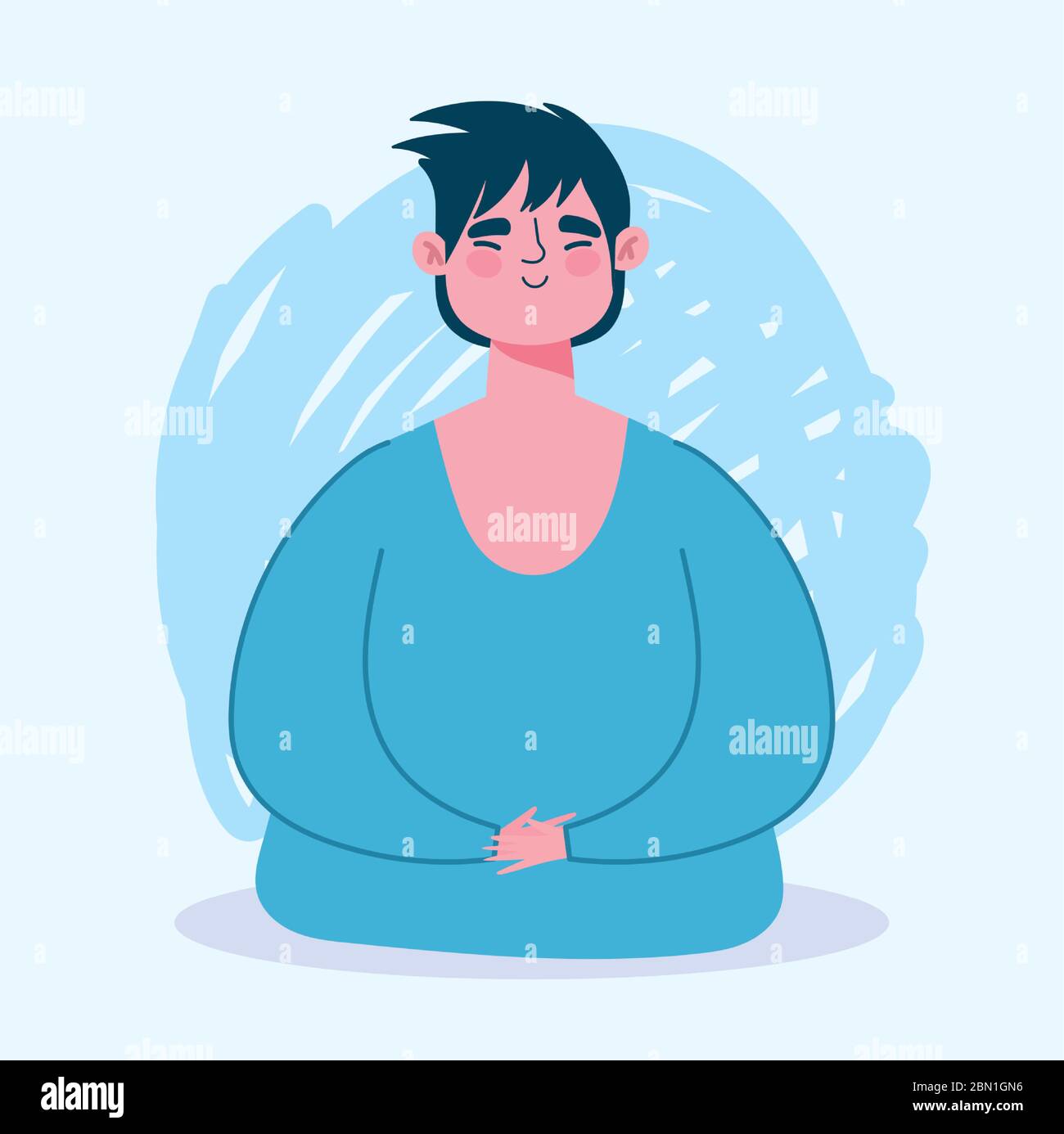 young man happy cartoon character male portrait design vector ...