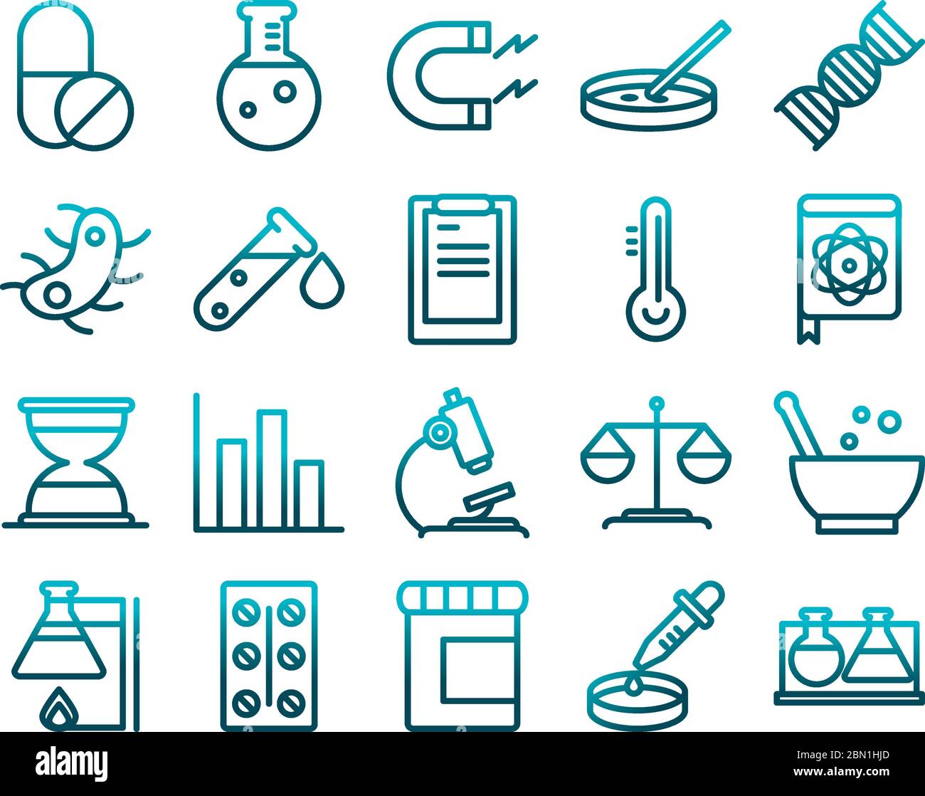science and research laboratory study icons collection vector illustration gradient style icon ...