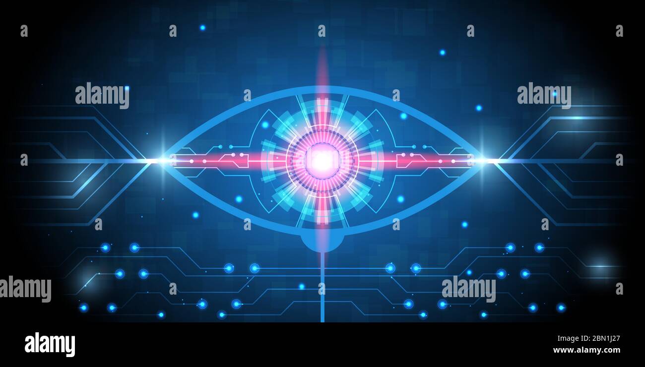 Abstract technology background with hi-tech style eye and red light ...