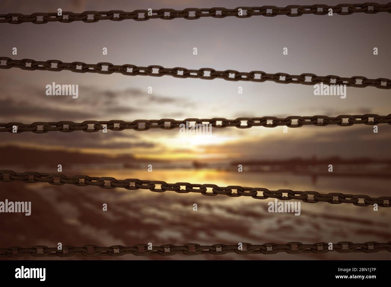 The chain fence of refugee borders is prohibited from entering. World ...