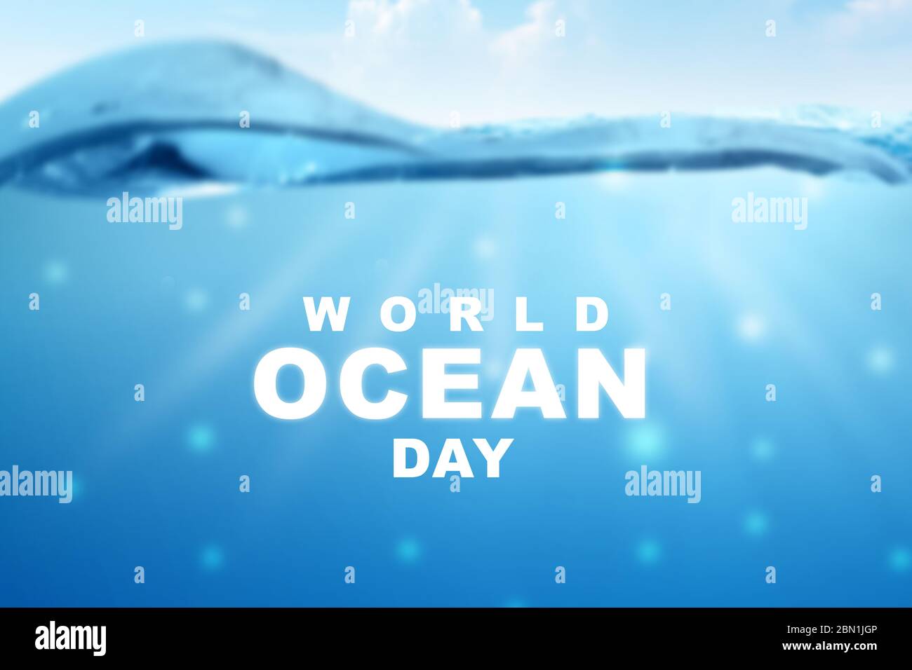 Sea waves with World Ocean Day text. World Ocean Day Concept Stock ...