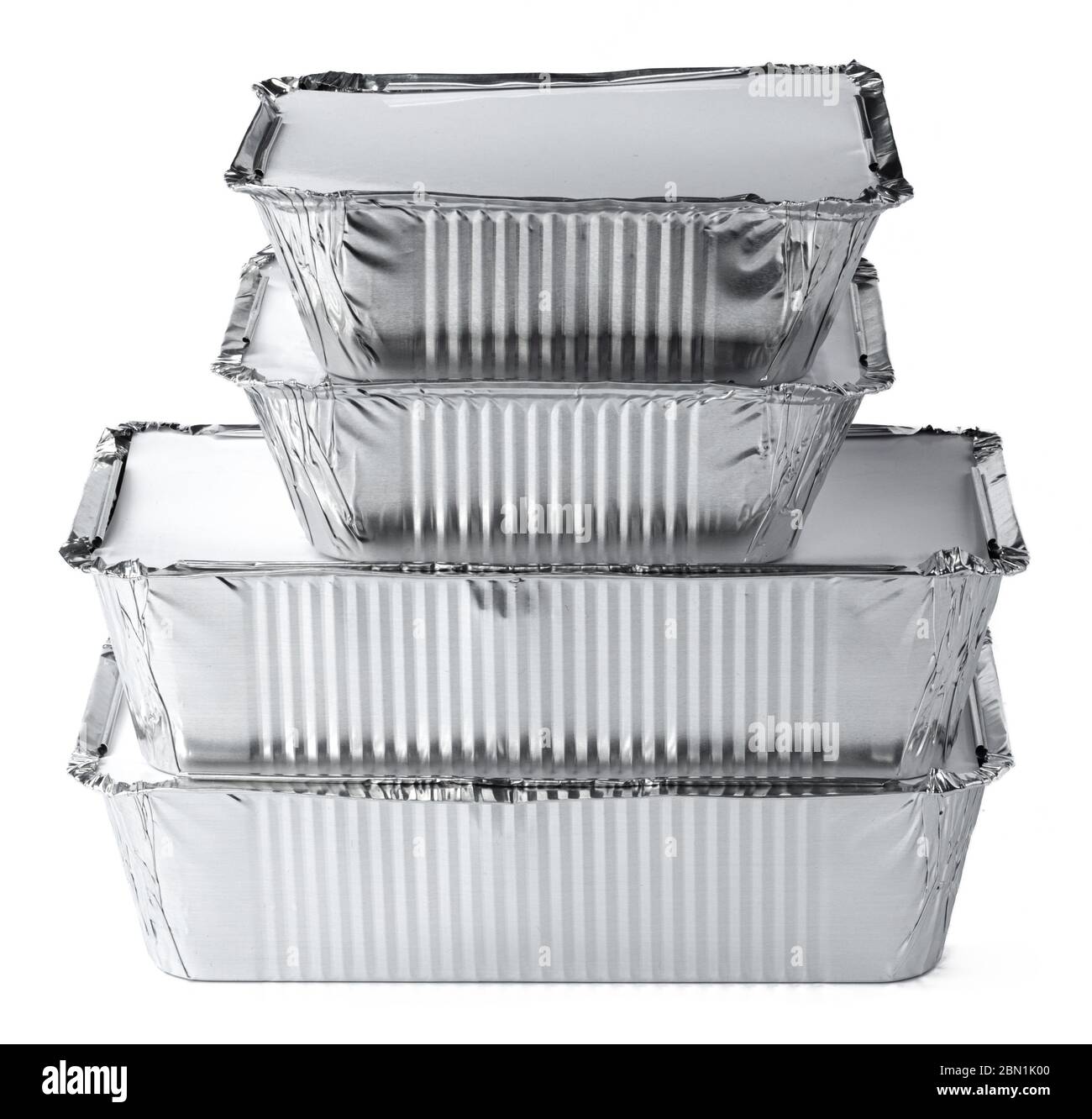 Packed foil food boxes on white background, copy space Stock Photo - Alamy