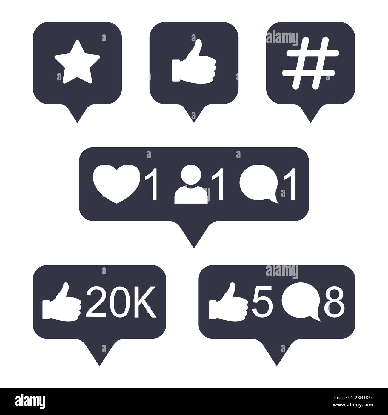 Social media modern button in golden gradient color. Like, follower, comment button, icon ...