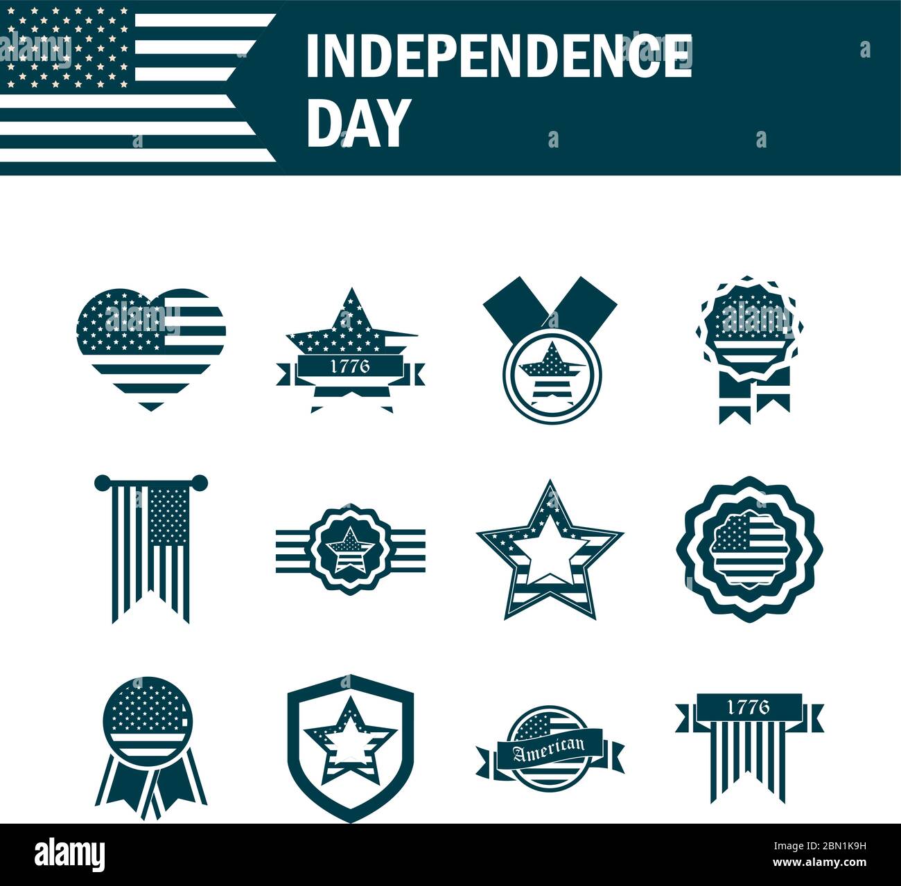happy independence day, american flag national freedom patriotism icons ...