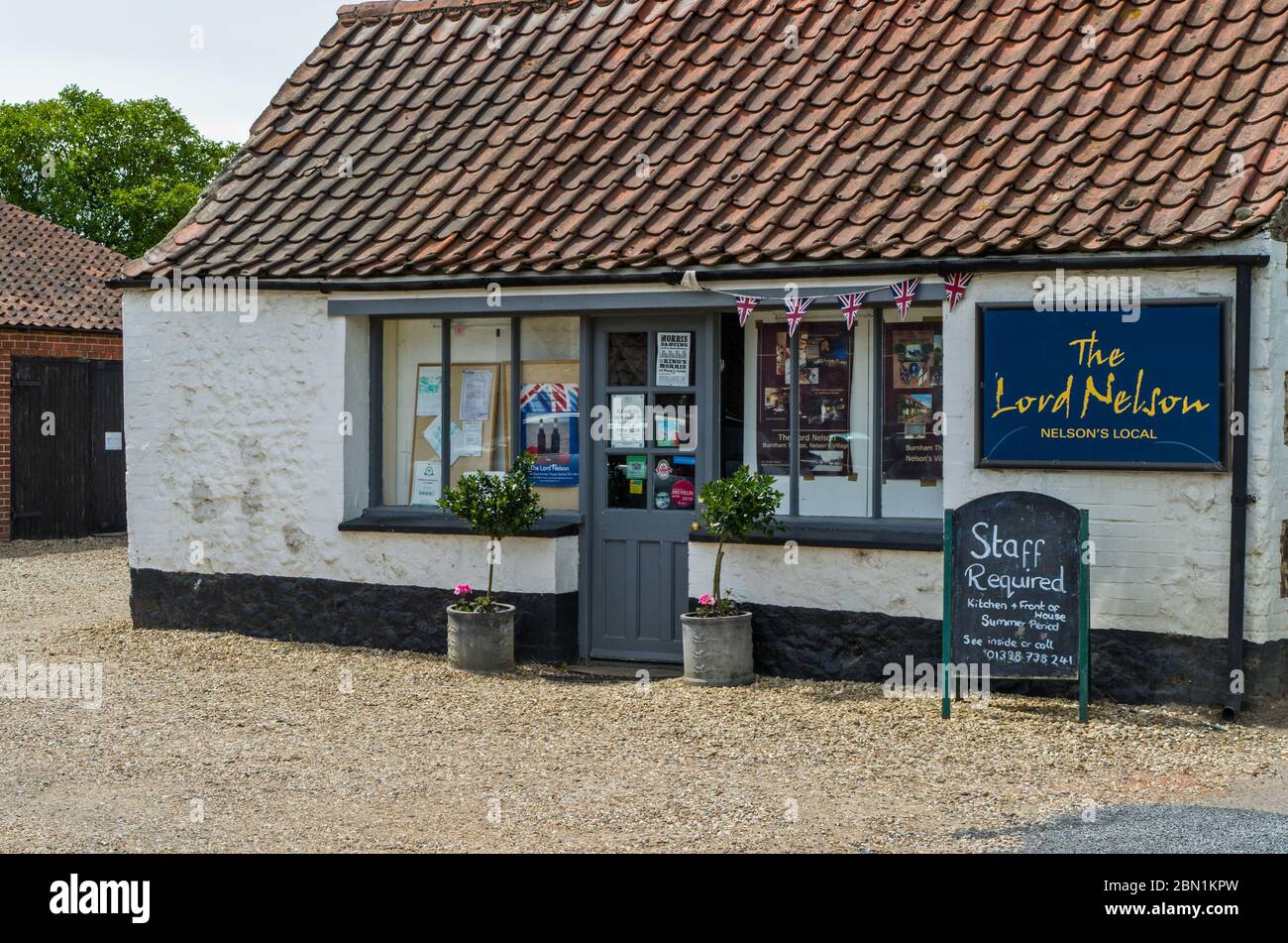 The Lord Nelson, a Greene King pub, in the village of Burnham Thorpe ...
