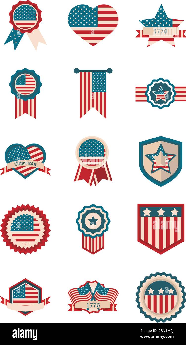 happy independence day, american flag national freedom patriotism icons ...