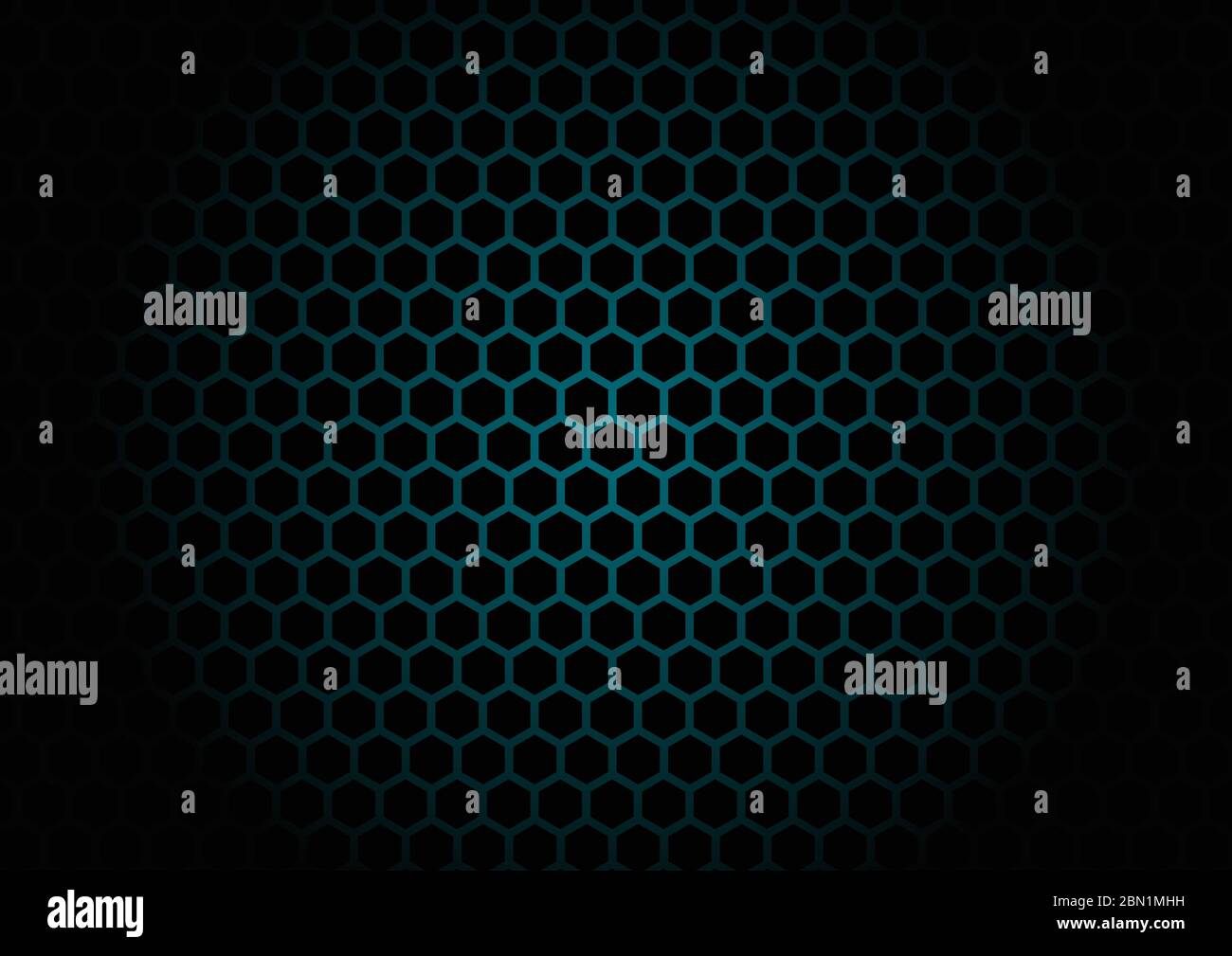 Abstract black hexagon mesh pattern on blue glowing background and ...