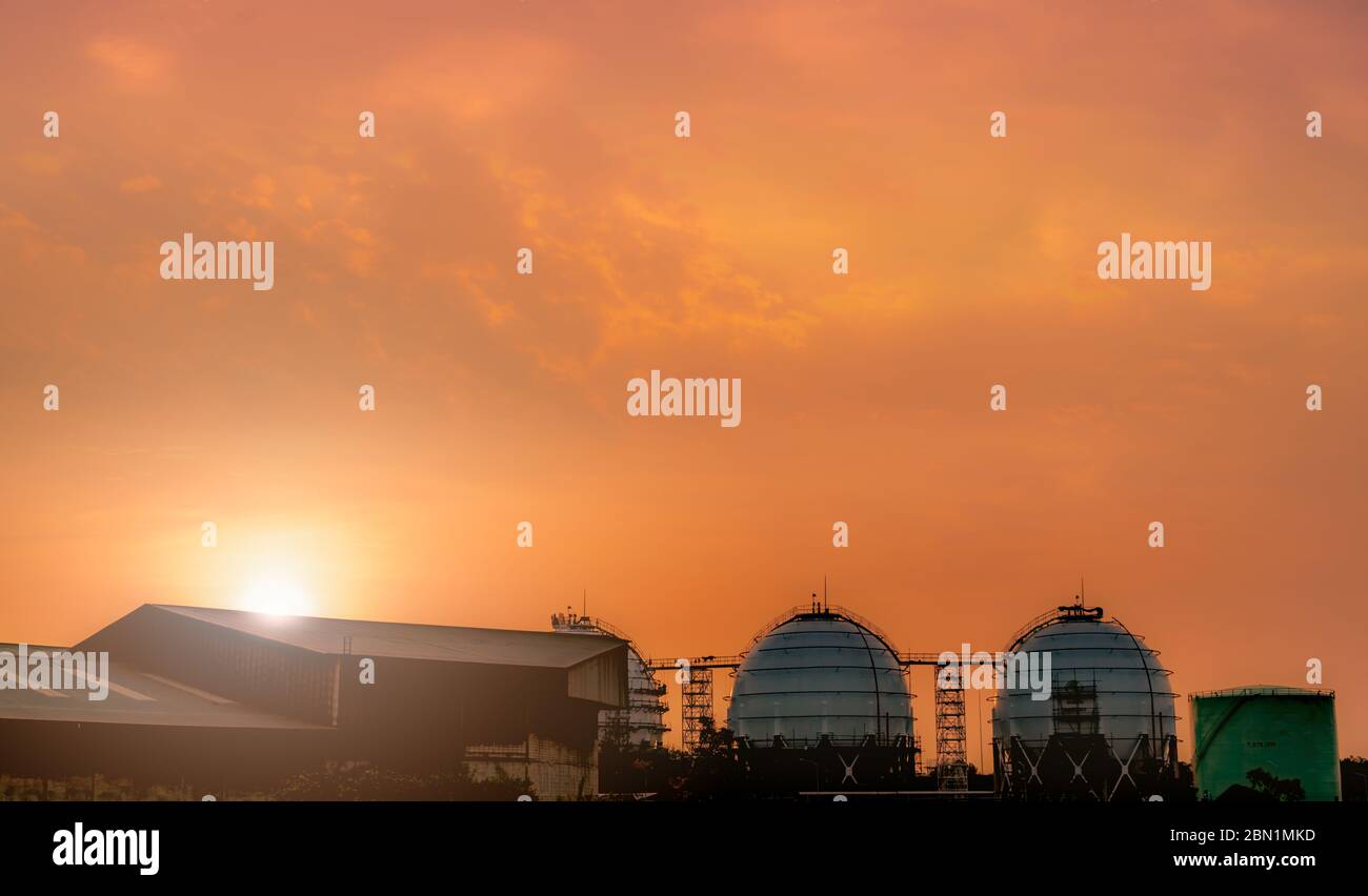 Industrial gas storage tank. LNG or liquefied natural gas storage tank ...