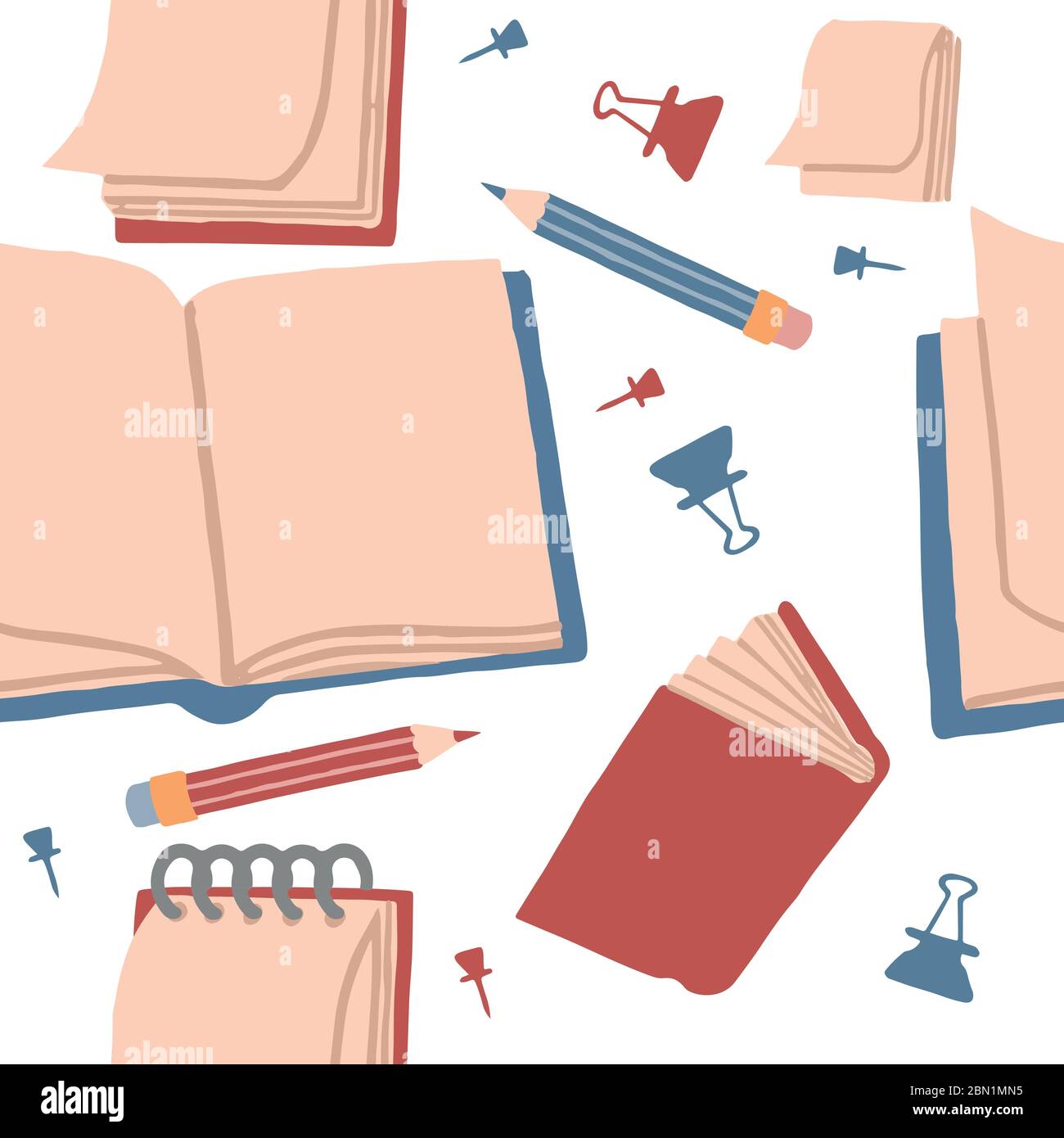 Seamless pattern of books and notepad stack of books empty open book ...