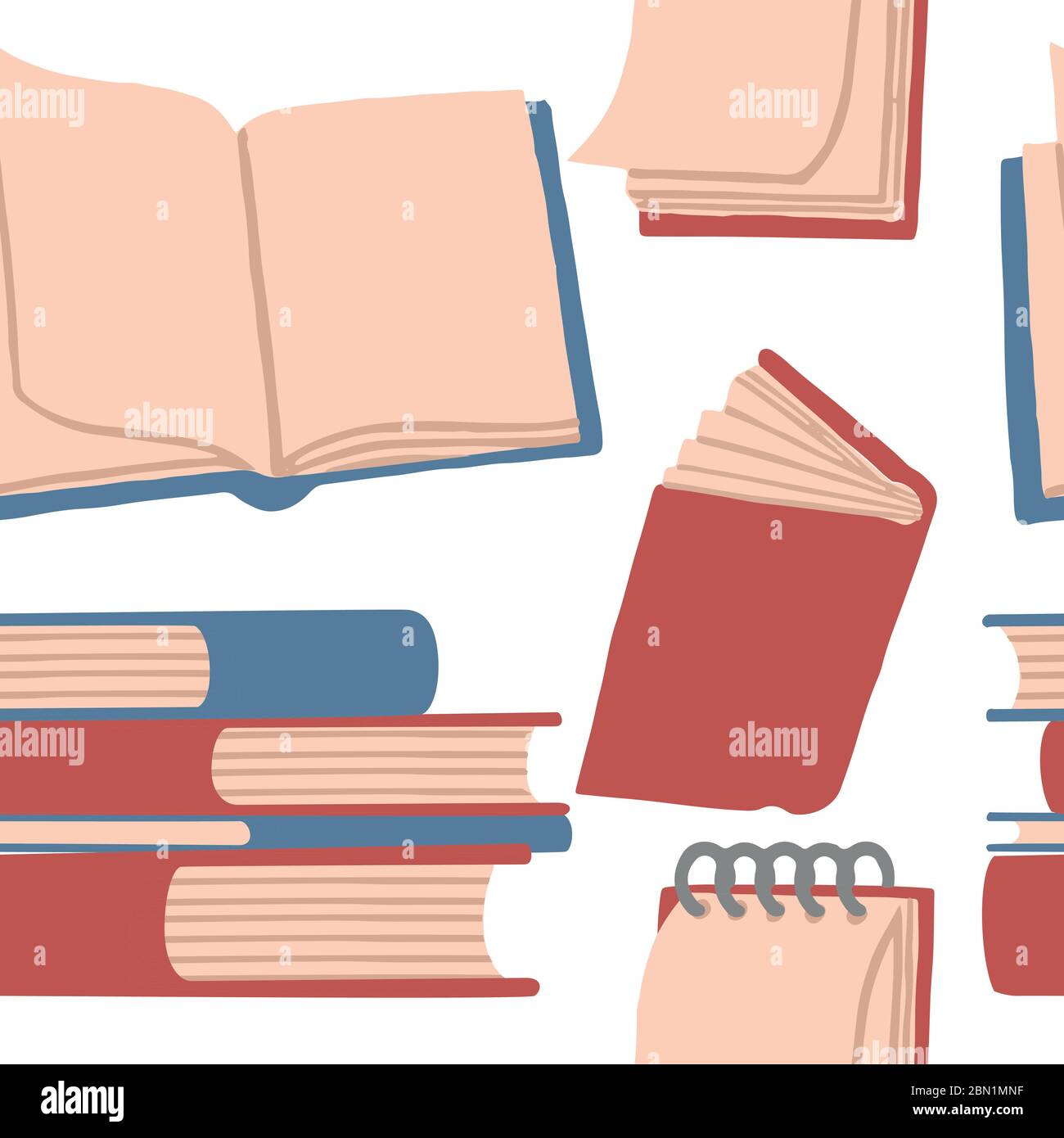 Seamless pattern of books and notepad stack of books empty open book ...