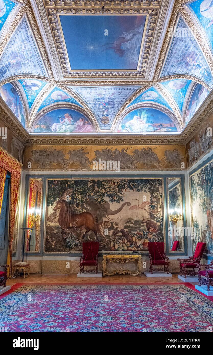 Rome, Italy -January 11, 2019: The Dello Zodiaco room in the Quirinale ...