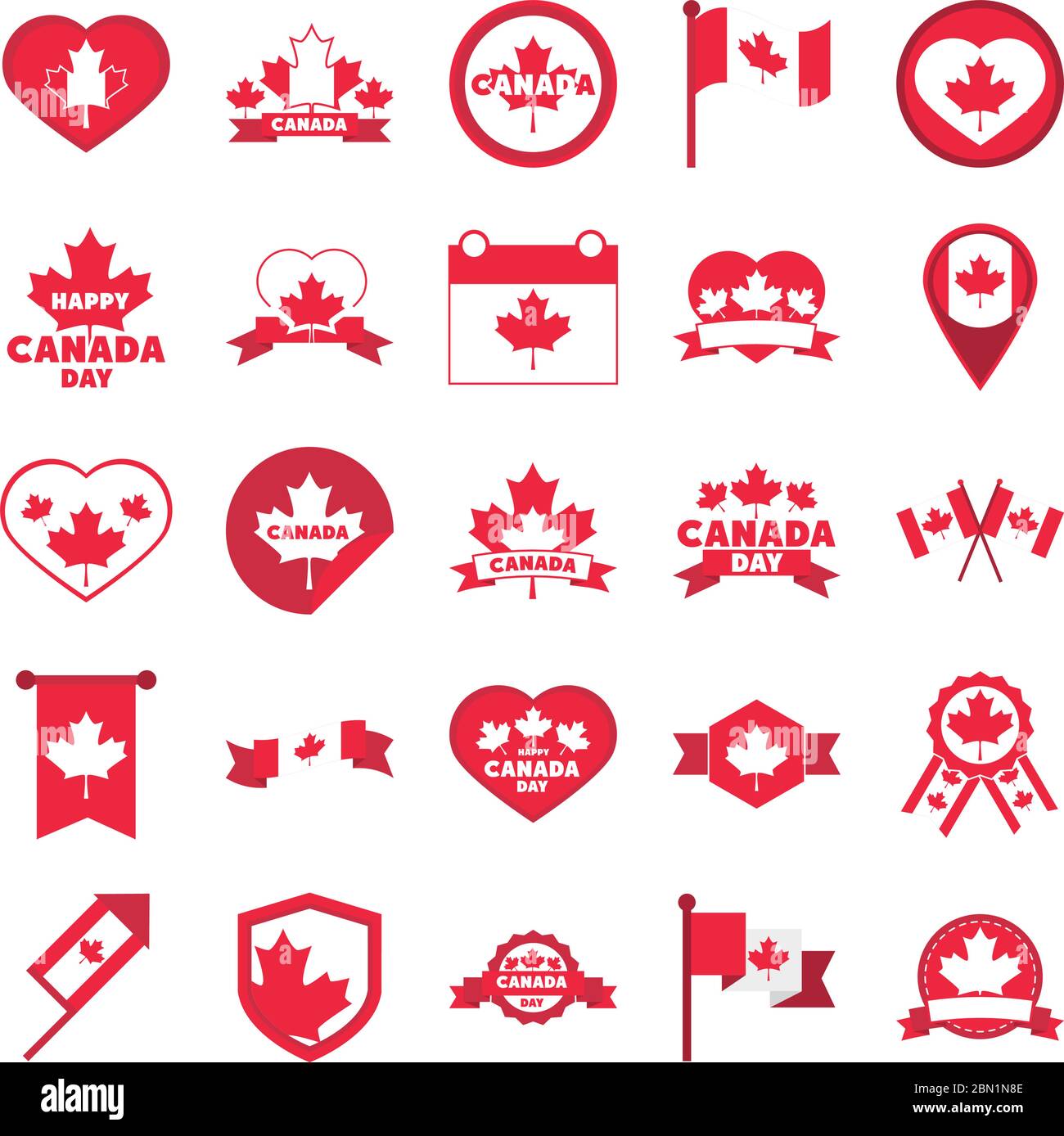 canada day, independence freedom national patriotism celebration icons ...