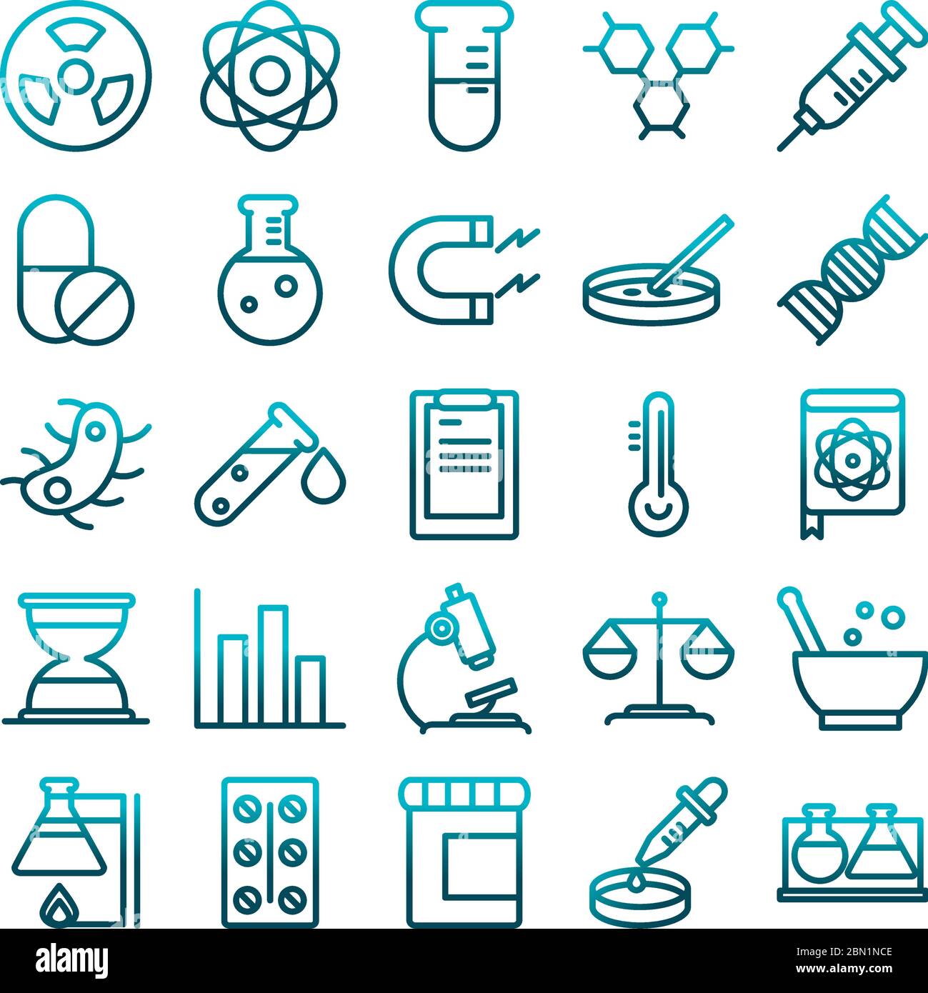science and research laboratory study icons collection vector ...
