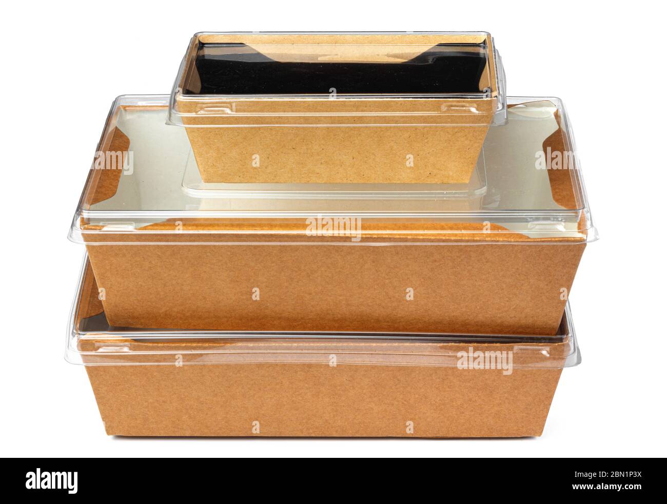 Craft package food box with transparent cover on white background Stock ...