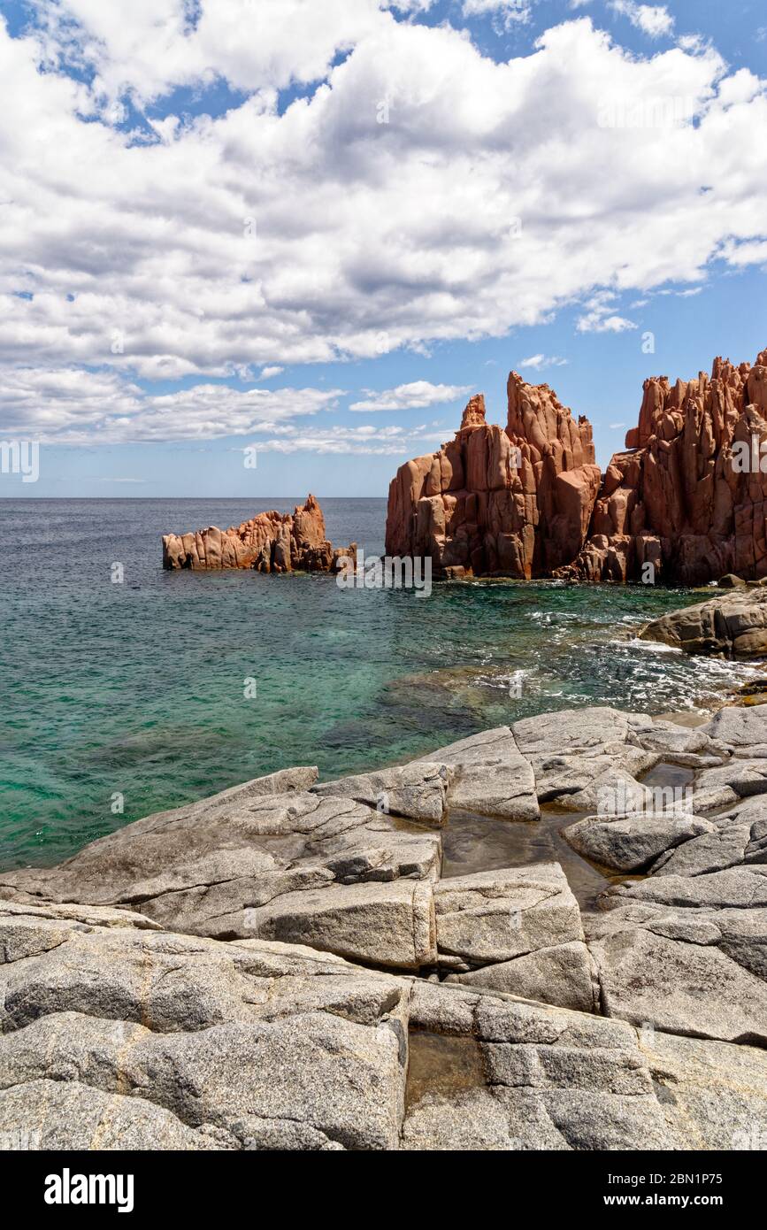 Beach of Rocce Rosse, red porphyry rocks of Arbatax, Tortoli, Ogliastra ...