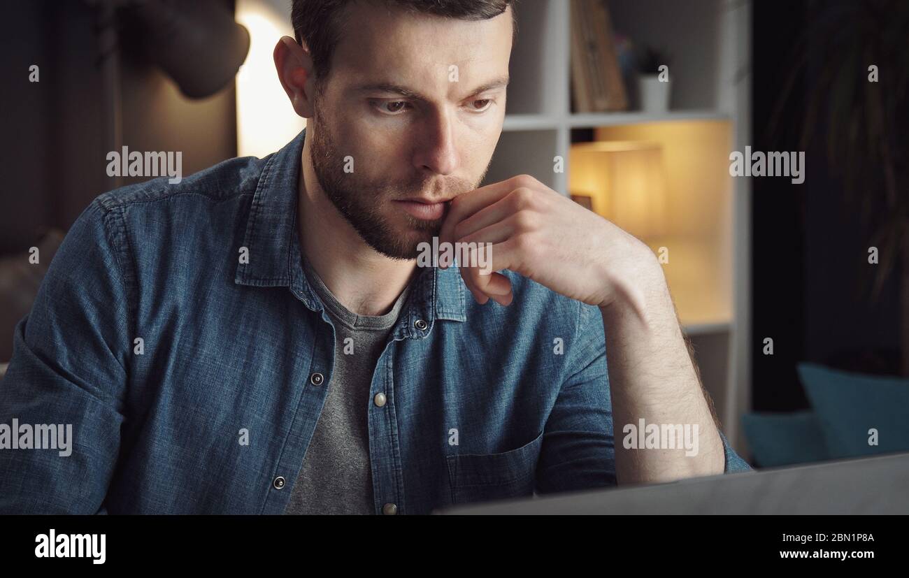 Man Using a Computer Stock Photo - Alamy