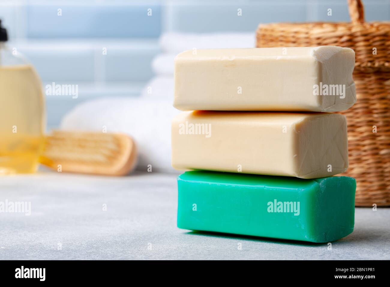 Soap bars with natural ingredients on the table Stock Photo - Alamy
