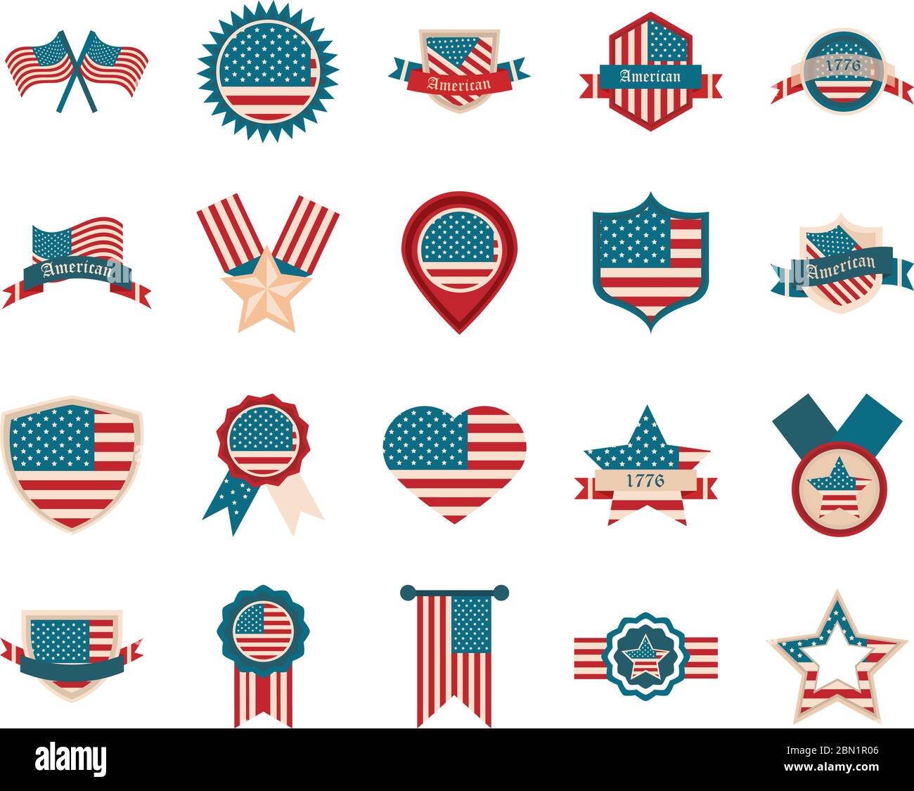 happy independence day, american flag national freedom patriotism icons ...